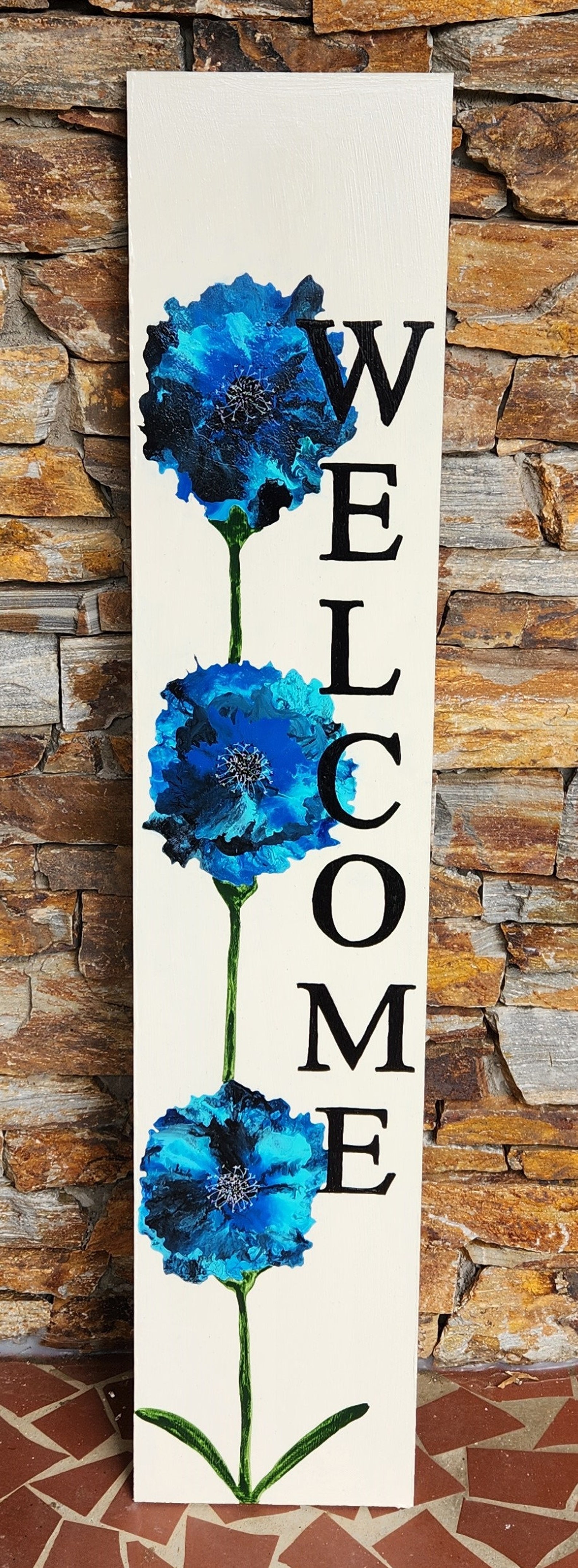 Hand Painted and Lettered Outdoor Welcome Sign for Front Porch Leaner ...