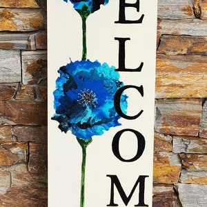 Hand Painted and Lettered Outdoor Welcome Sign for Front Porch Leaner ...