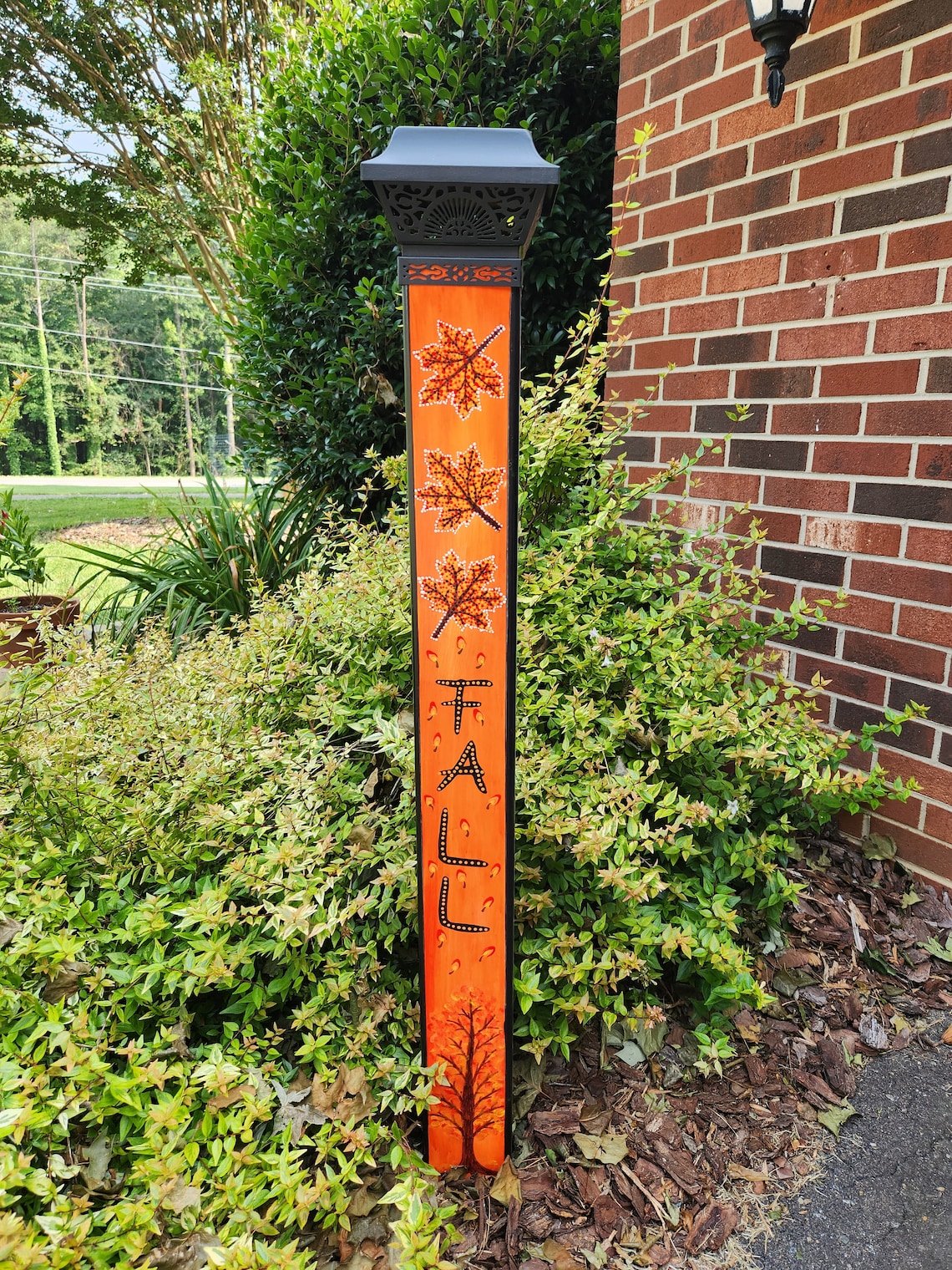 Garden Peace Pole Hand Painted With Solar Light Cap and Wire Stand ...