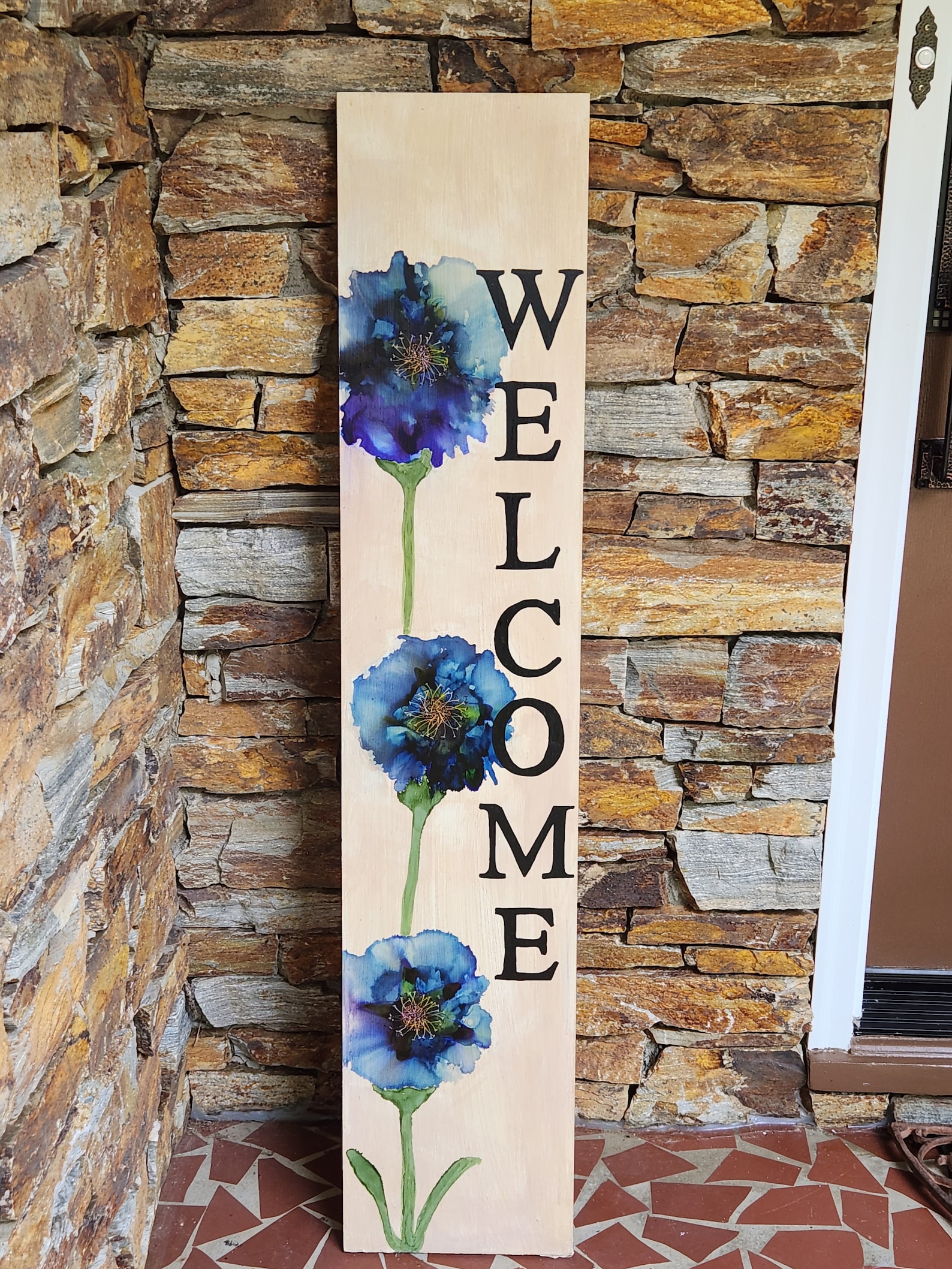 Hand Painted and Lettered Outdoor Welcome Sign for Front Porch Leaner ...