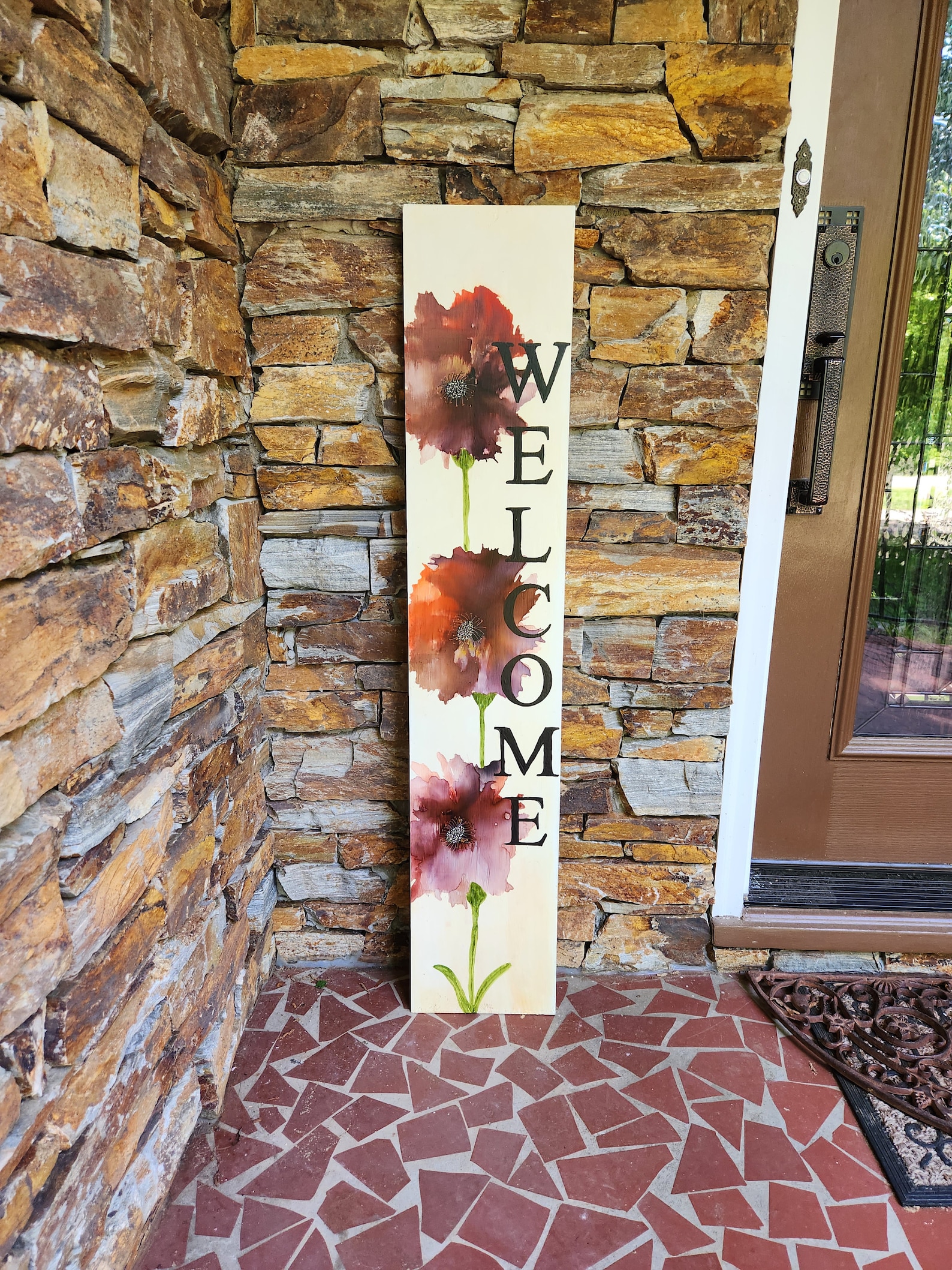 Hand Painted and Lettered Outdoor Welcome Sign for Front Porch Leaner ...