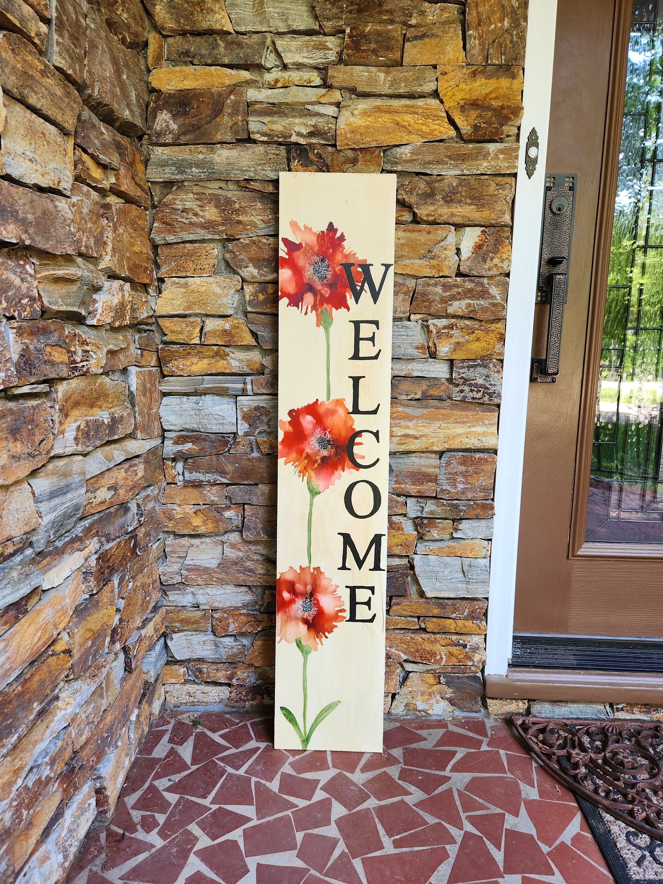 Hand Painted and Lettered Outdoor Welcome Sign for Front Porch Leaner ...