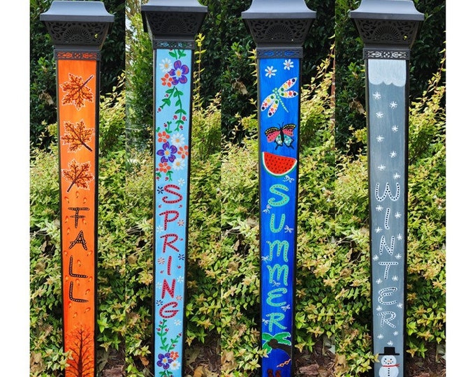 Garden Peace Pole Hand Painted With Solar Light Cap and Wire Stand ...