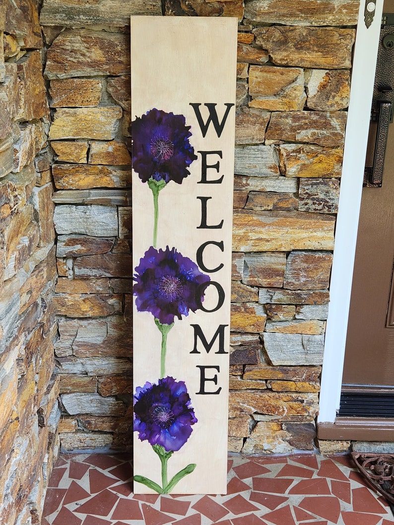 Hand Painted and Lettered Outdoor Welcome Sign for Front Porch Leaner ...