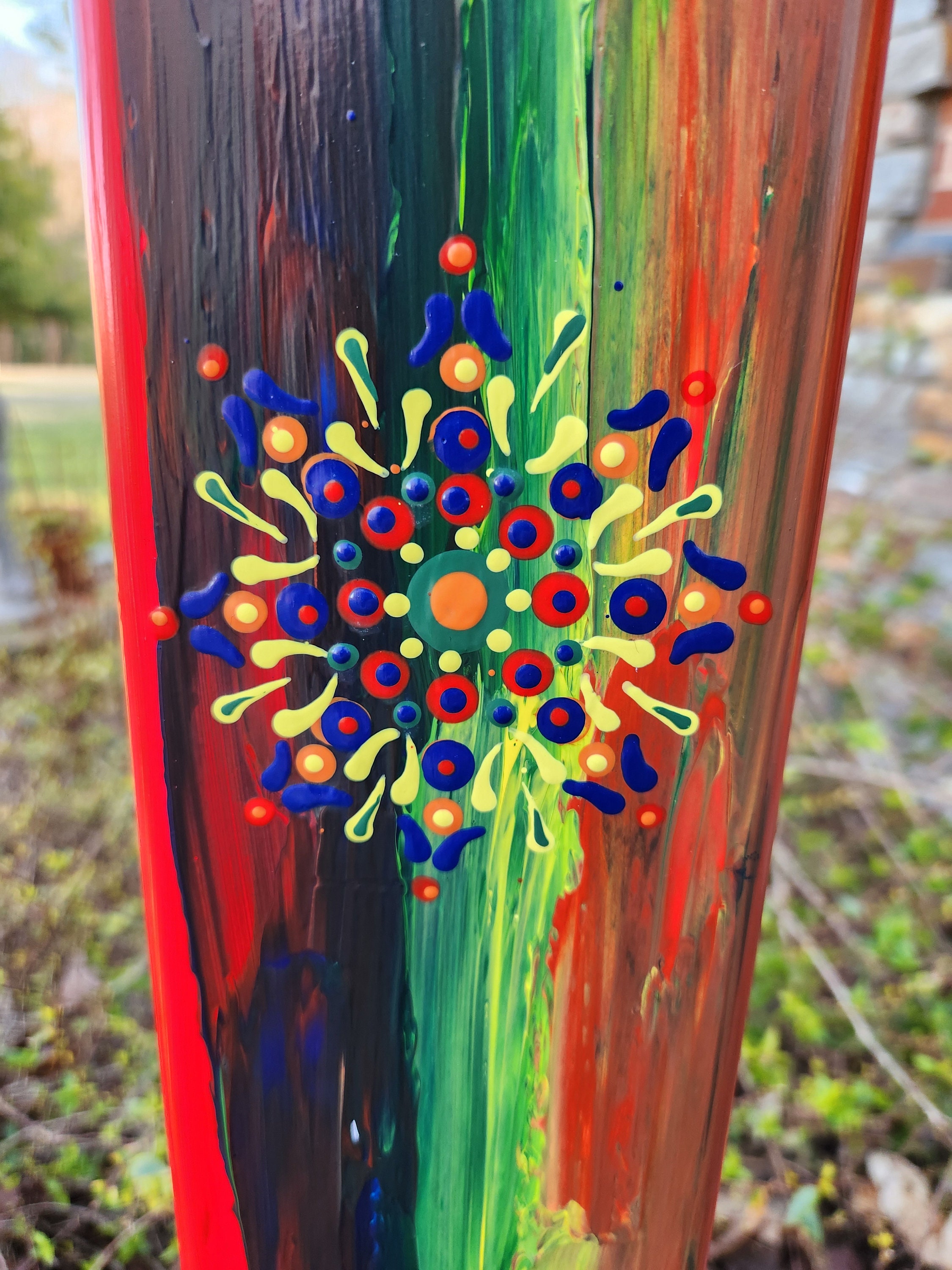 Garden Peace Pole Hand Painted With Solar Light Cap and Wire Stand ...