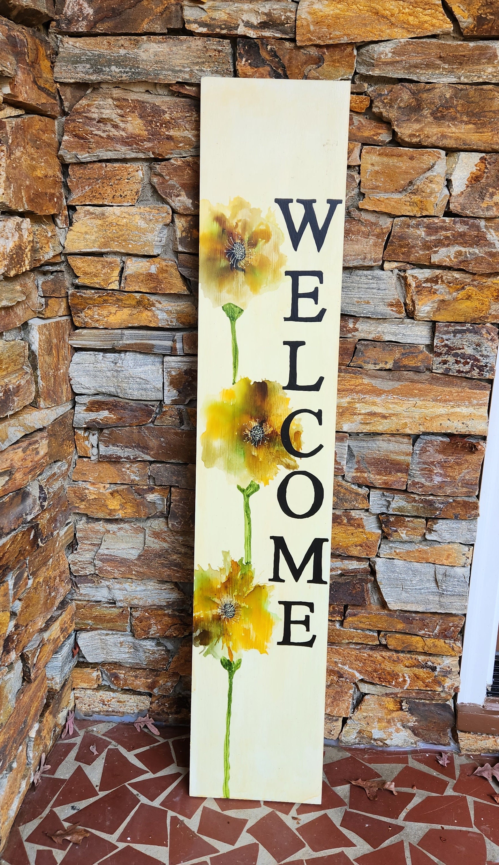 Hand Painted and Lettered Outdoor Welcome Sign for Front Porch Leaner ...