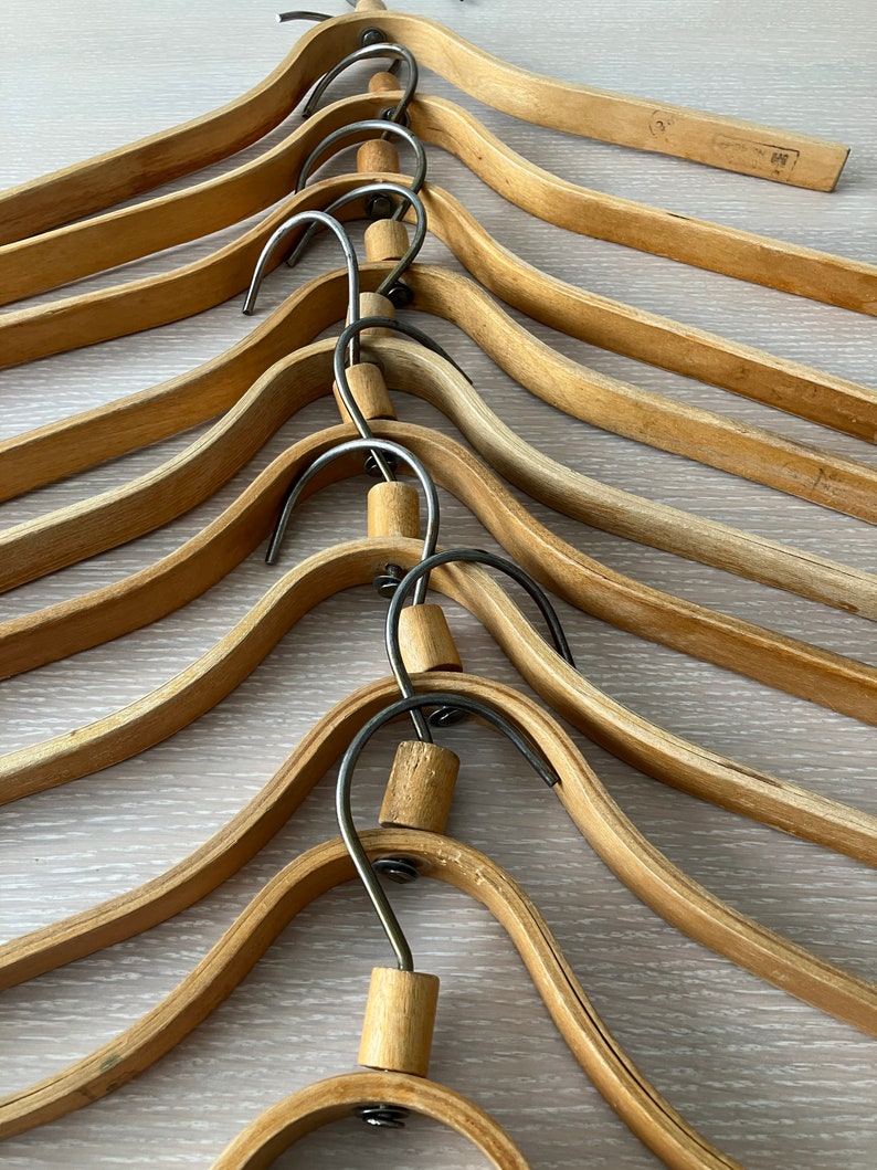 10 Wooden Kids Cloth Hangers, Soviet Vintage Rustic Clothes Hangers for ...