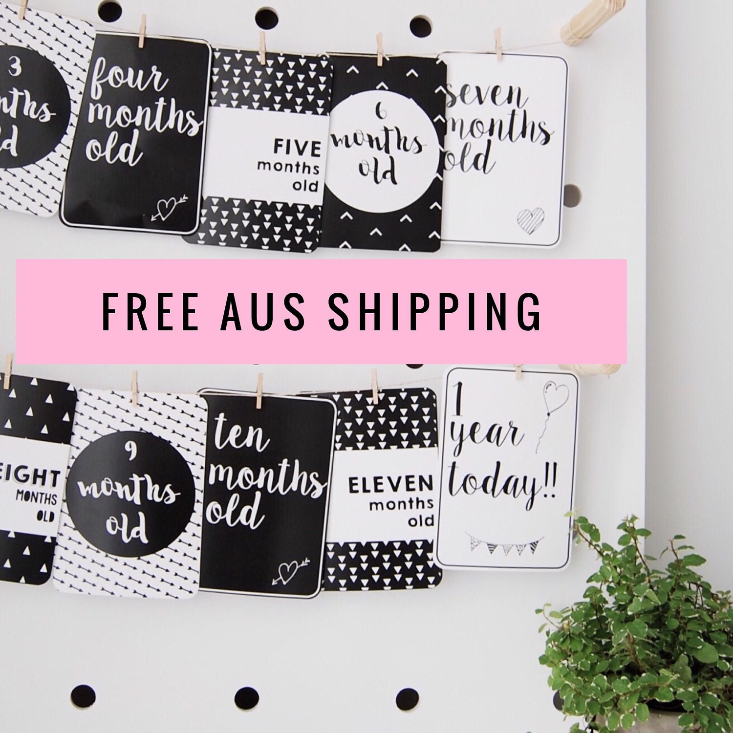 Paper & Party Supplies Monochrome Baby Gift Baby Milestone Cards New ...