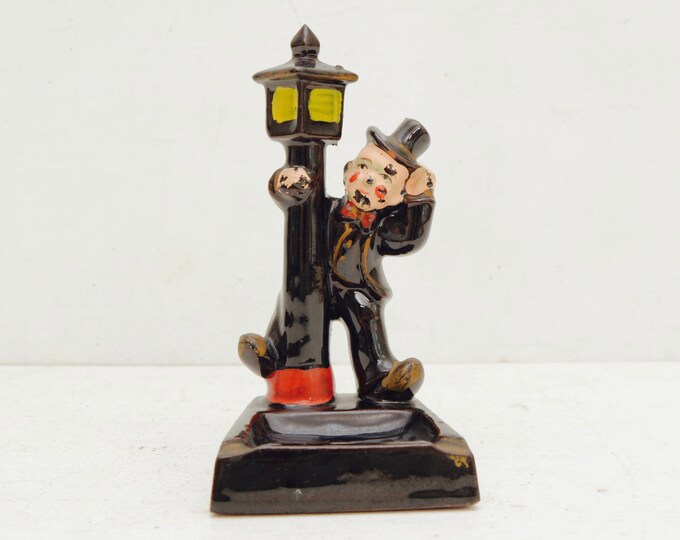 Vintage Mime / Hobo Hanging on Lamp Post Ashtray; Jewelry Dish Weird ...