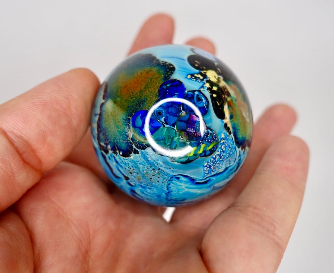 1975 Josh Simpson Hand Blown Art Glass Marble Inhabited Planet - Etsy ...