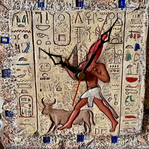 2001 Veranus Ancient Egyptian Desk Clock Amun Ra and Hather - Etsy