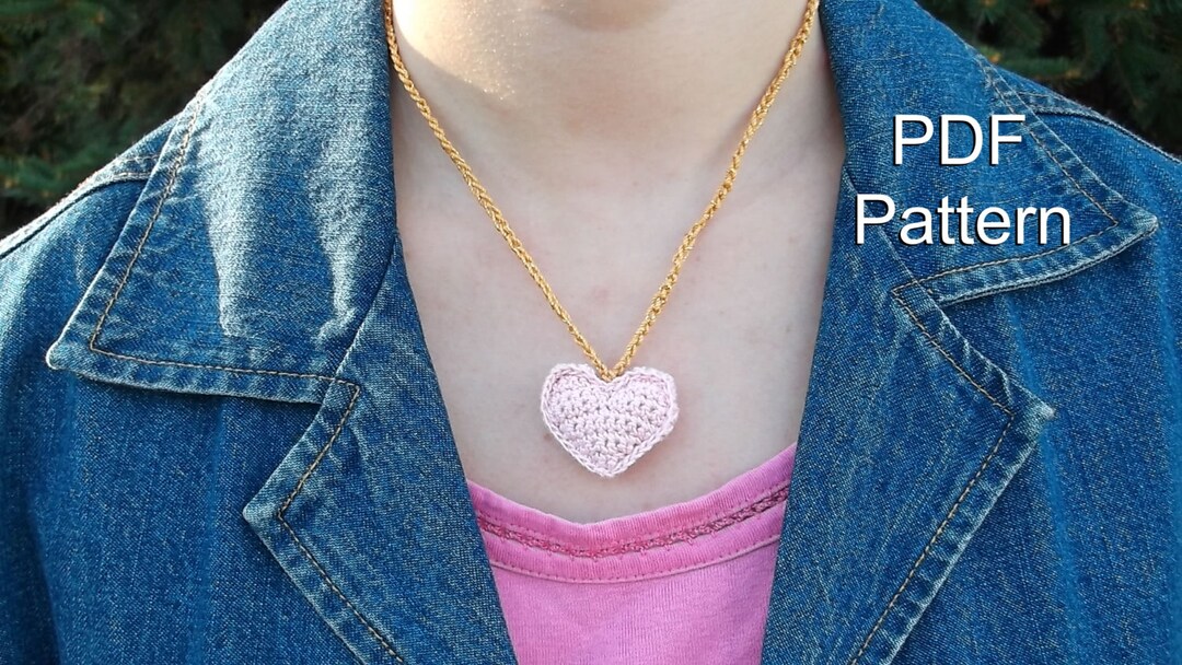 Crochet Heart Necklace PDF Pattern - Etsy