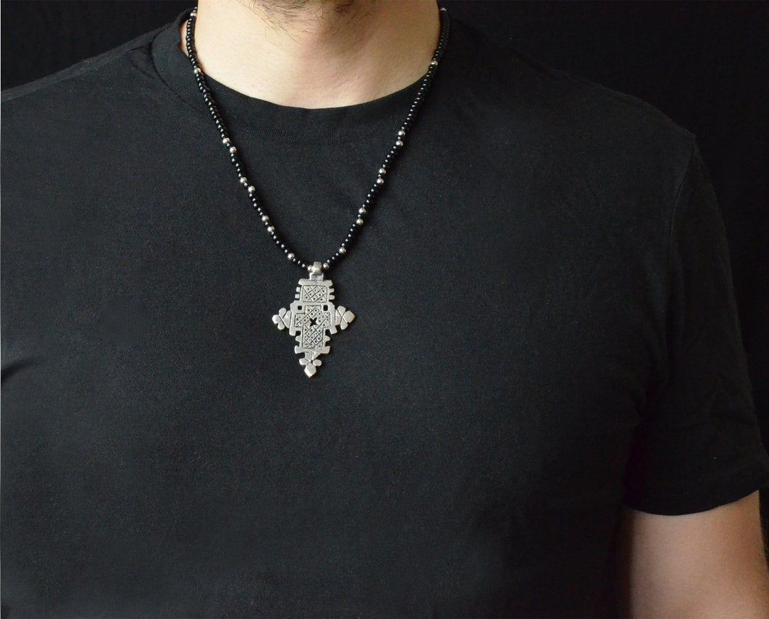 Ethiopian Cross Silver Bronze Coptic Cross Necklace Large Orthodox ...