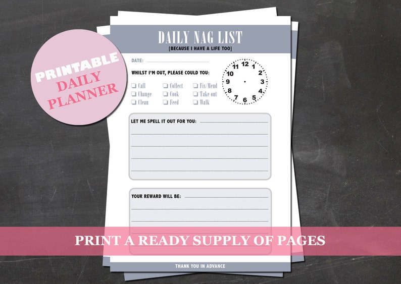 Husband Chores List Man Chores Men's Daily Planner Get Shit Done Nag ...