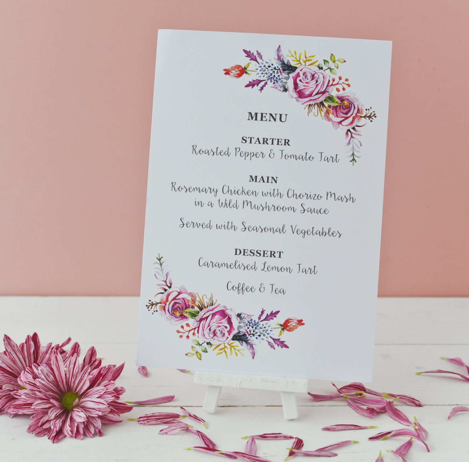 Menu Card, Print Your Own, PDF Digital File, (personalised Wording) - Etsy