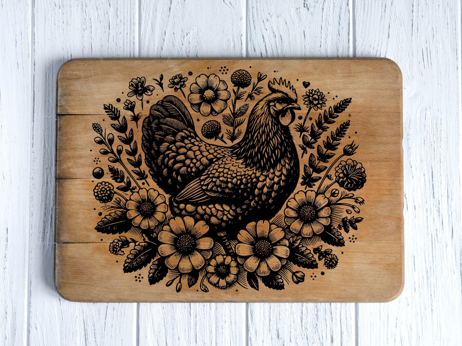 Chicken SVG | Floral Svg | Laser Engrave File | Glowforge | Xtool - Etsy