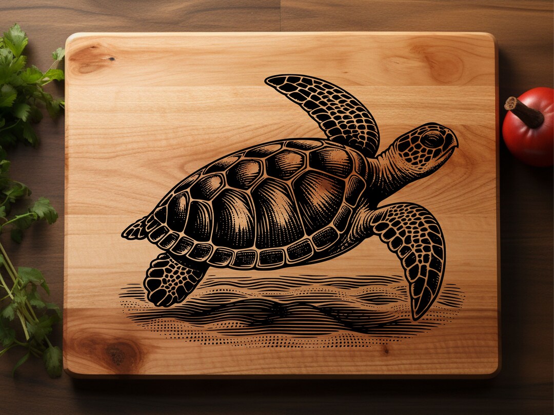 Cutting Board SVG / Charcuterie Board Laser File: Sea Turtle - Chopping ...
