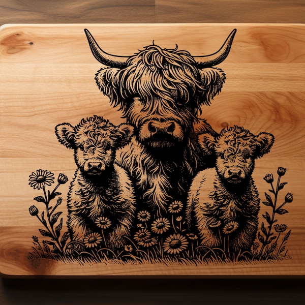 Highland Cow Family Laser Files - Etsy