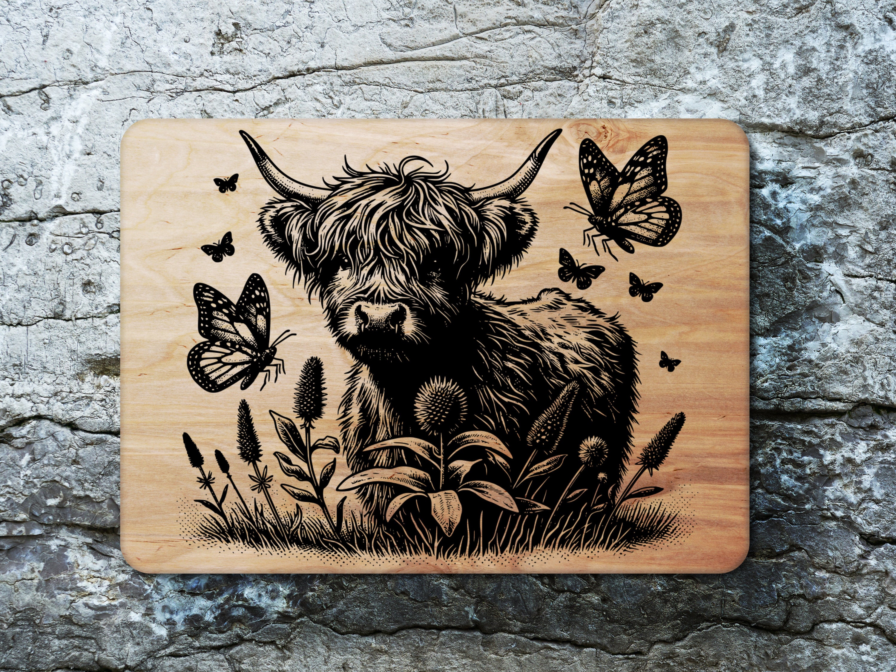 Highland Cow SVG | Butterfly Svg | Laser Engrave File | Glowforge ...