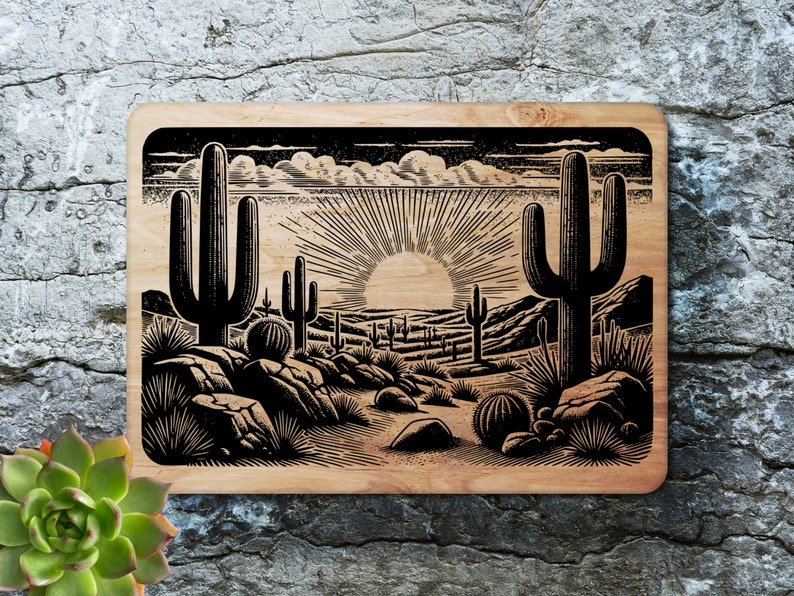 Desert SVG Desert Sunset Svg Laser Engrave File | Glowforge | Xtool - Etsy