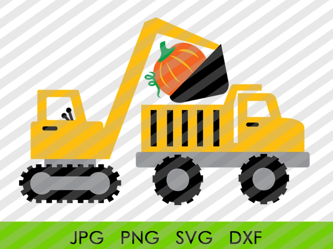 Halloween Pumpkin Excavator and Dump Truck - Instant Digital Files for ...