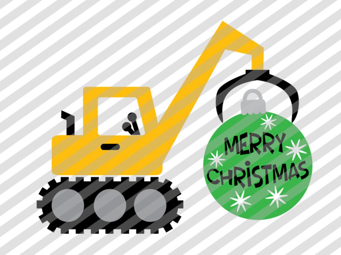 Merry Christmas Construction Crane. Instant Download Digital Files Svg ...