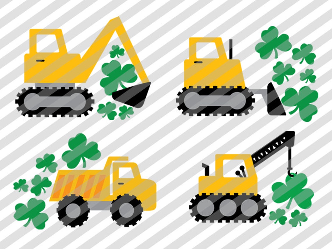 St. Patrick's Day Construction Bulldozer Excavator | Etsy