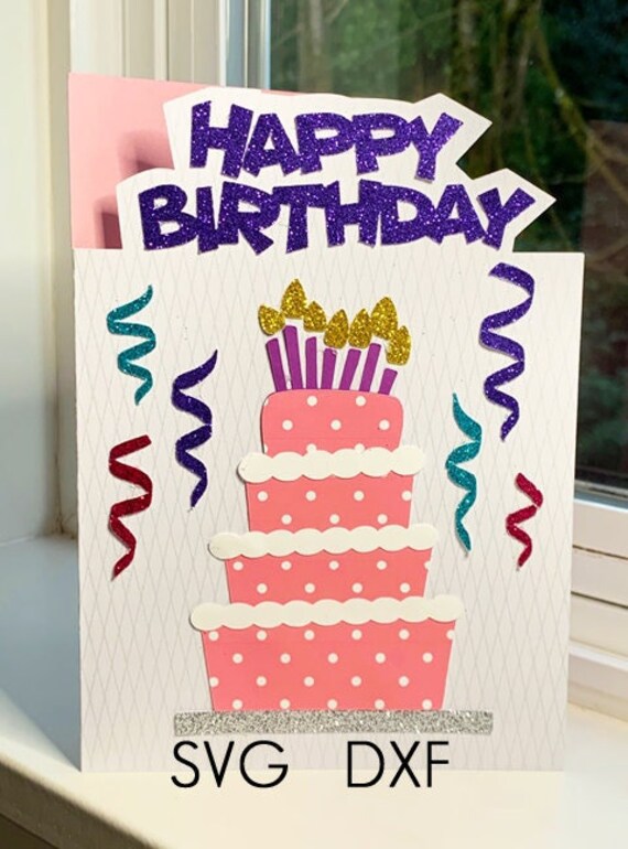 Make a Cake Birthday Card SVG DXF Digital Download. Use | Etsy Canada