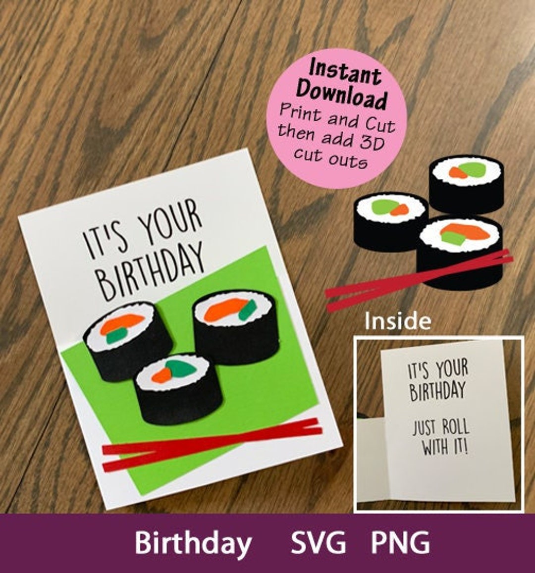 Birthday - Just Roll With It! (blank Inside) DIGITAL FILES. Requires ...