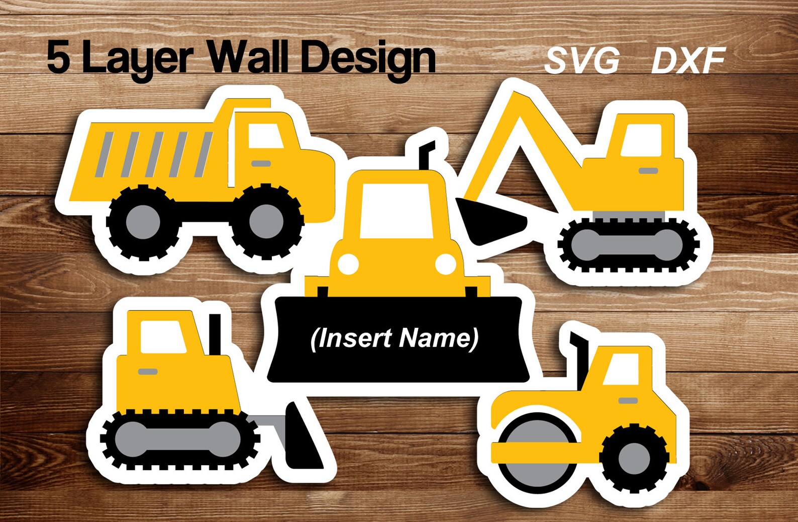 Construction Vehicles. Digital File SVG, DXF. 5 Layers - Cut Files (for ...