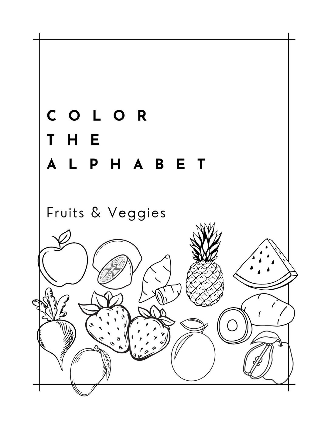 Color the Alphabet - Fruits & Veggies - Etsy