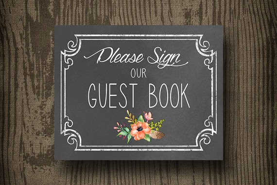 Floral Guest Book Wedding Printable Printable Wedding Sings | Etsy
