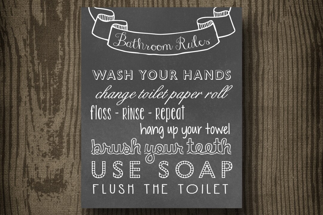 Bathroom Rules Printable - Instant Download - Wall Art - Home Decor ...
