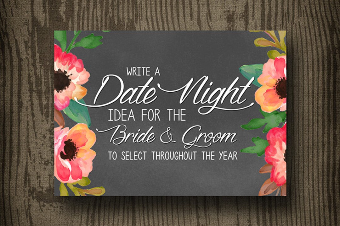 Date Night Idea Printable - Wedding Decor - Floral Wedding - Wedding ...