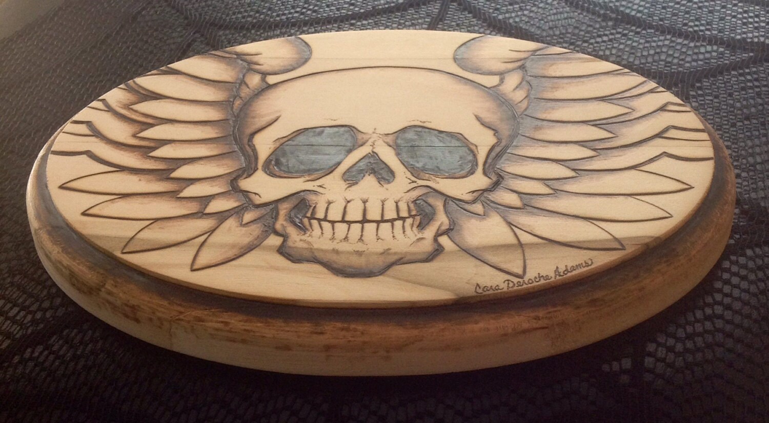 Skull & Wings Woodburning Art - Etsy