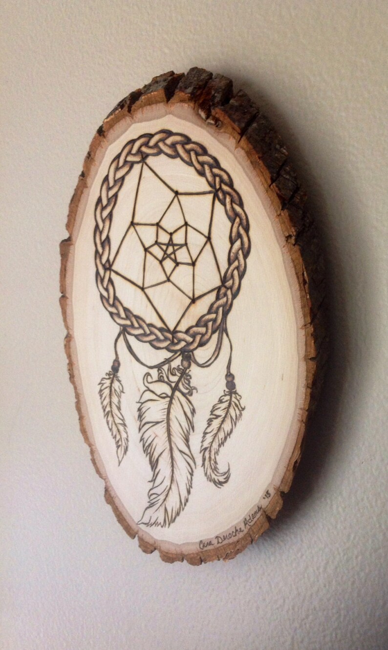 Dream Catcher Woodburning Art Done on Oval Basswood - Etsy