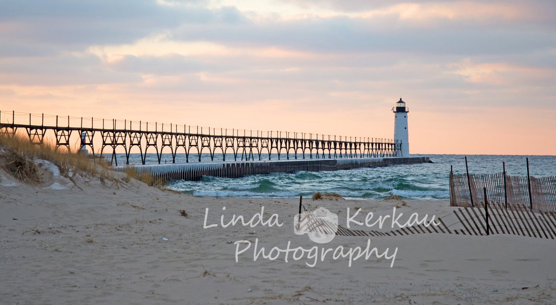 Manistee Lighthouse Pier on Lake Michigan - Etsy