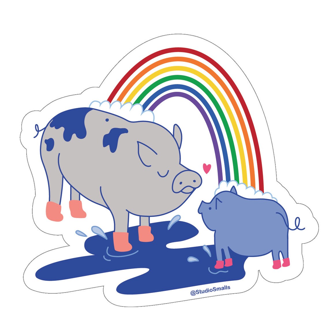 Puddle Pig Sticker / Glossy Decal - Etsy