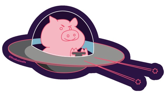 Space Attack Laser Pig Sticker / Glossy Decal | Etsy