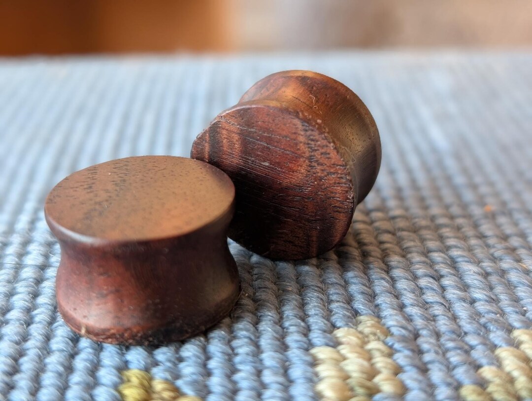 Domestic Hand Carved Solid Wood Plugs With Double Flare - Etsy