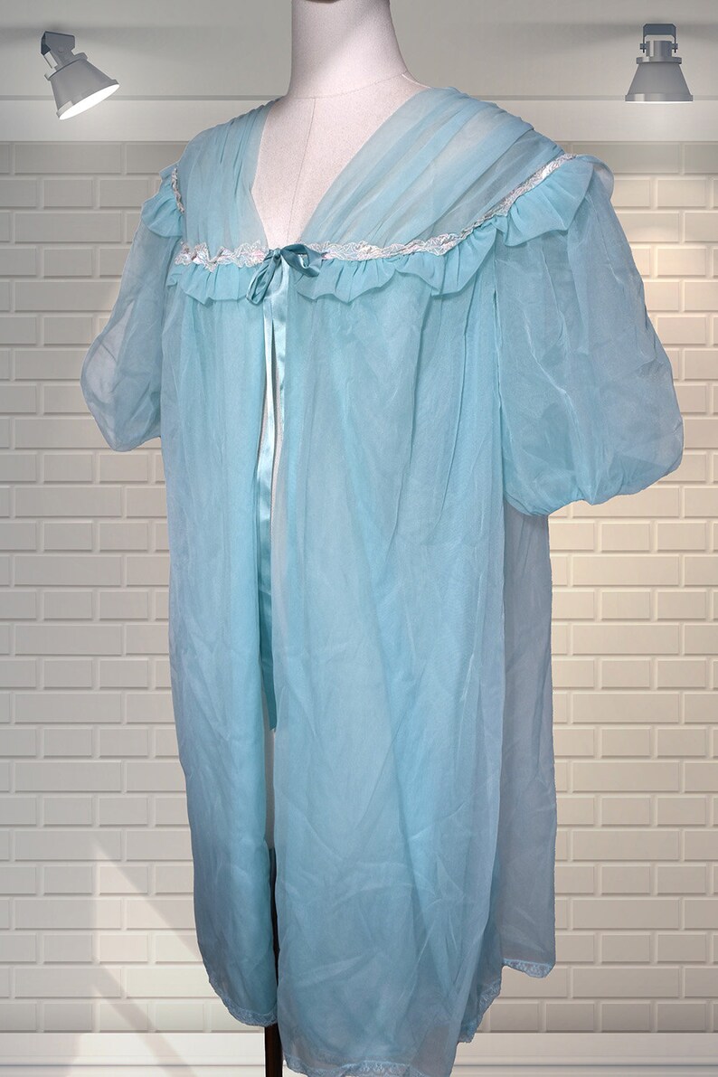 Vintage Beautiful Billowy Blue Double Bri Nylon Dressing Gown Kayser - Etsy