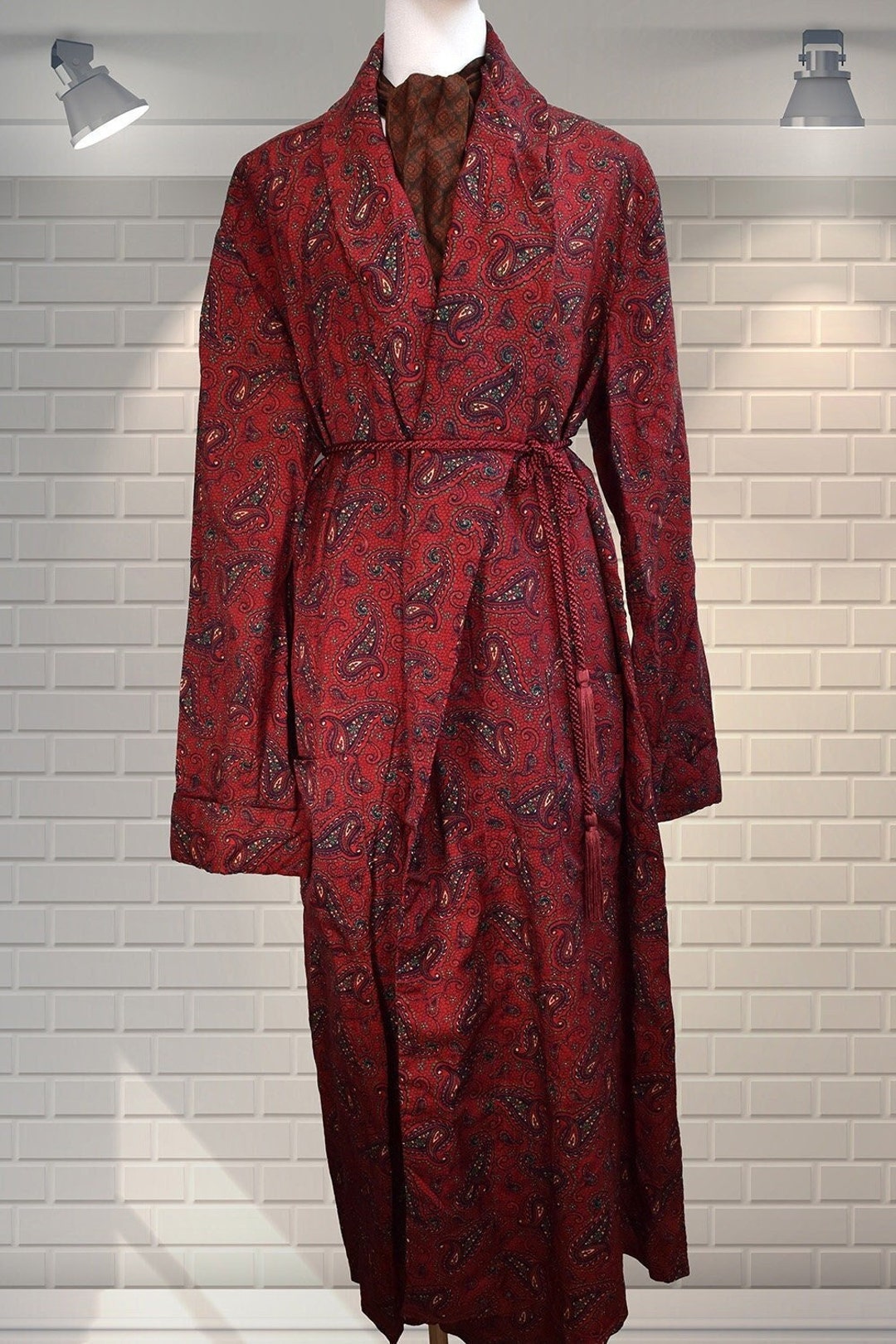 Wonderful Vintage Gents Paisley Full Length Dressing Gown Robe Smoking ...