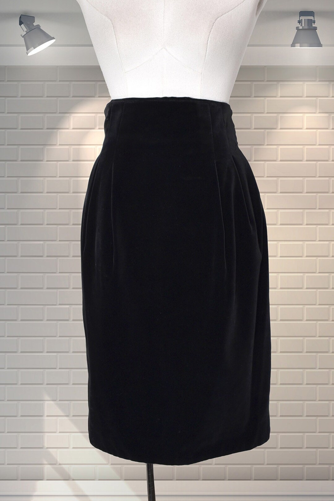 Vintage 1980s Classic High Waisted Velvet Wiggle Skirt LAURA ASHLEY ...