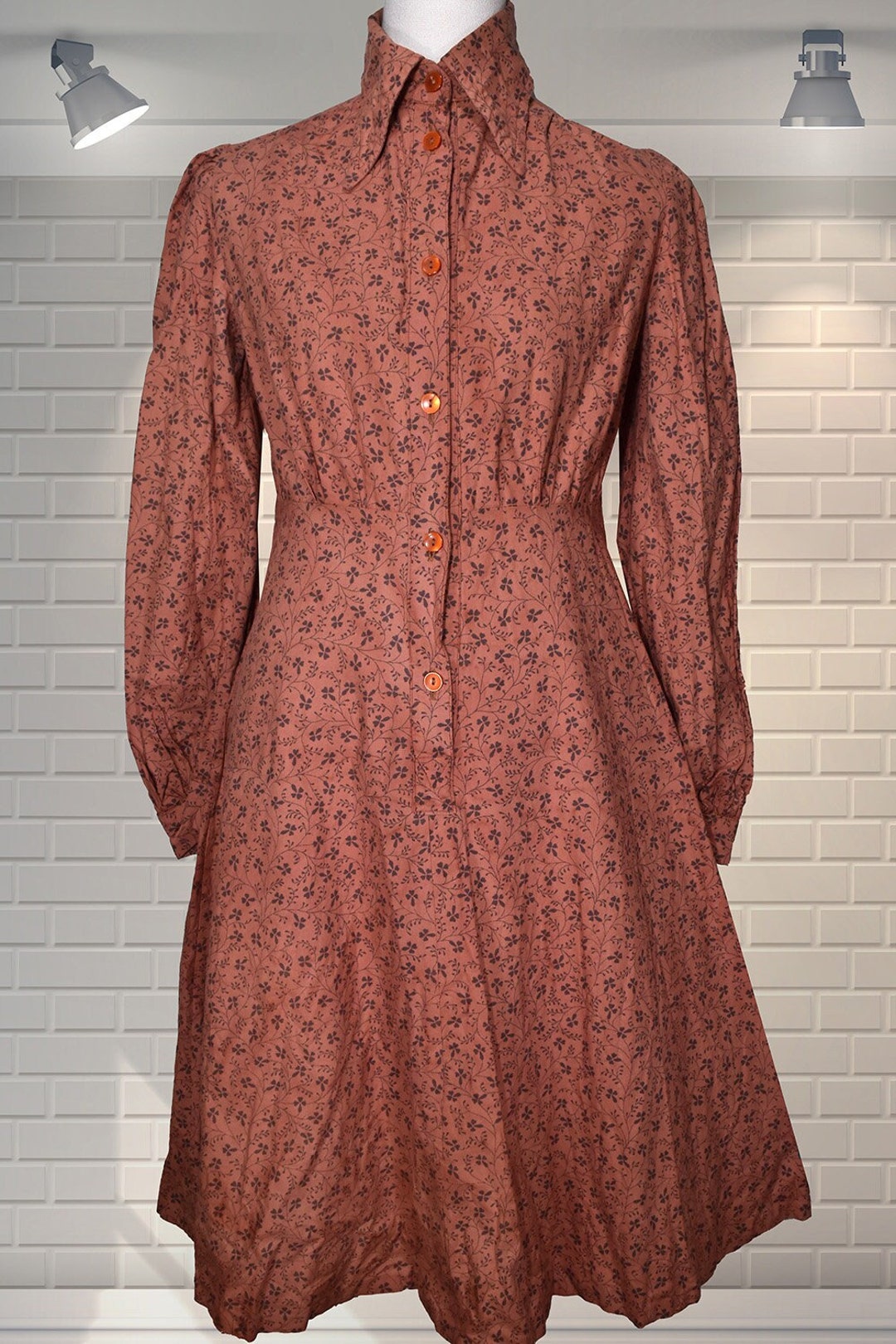 SCARCE LAURA ASHLEY Made in Wales 1970s Vintage Shirt Waist Utility ...