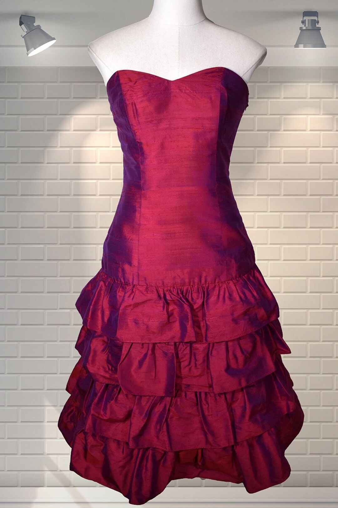 MAGNIFICENT Vintage Totally 1980s Hot Pink Raw Silk Party Frilly ...