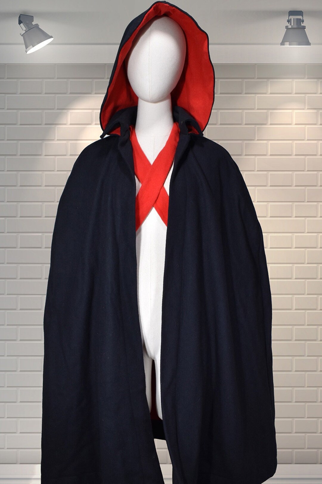 SUPERB Original Vintage Wool HOODED Nurses Cape Red Lining and ...