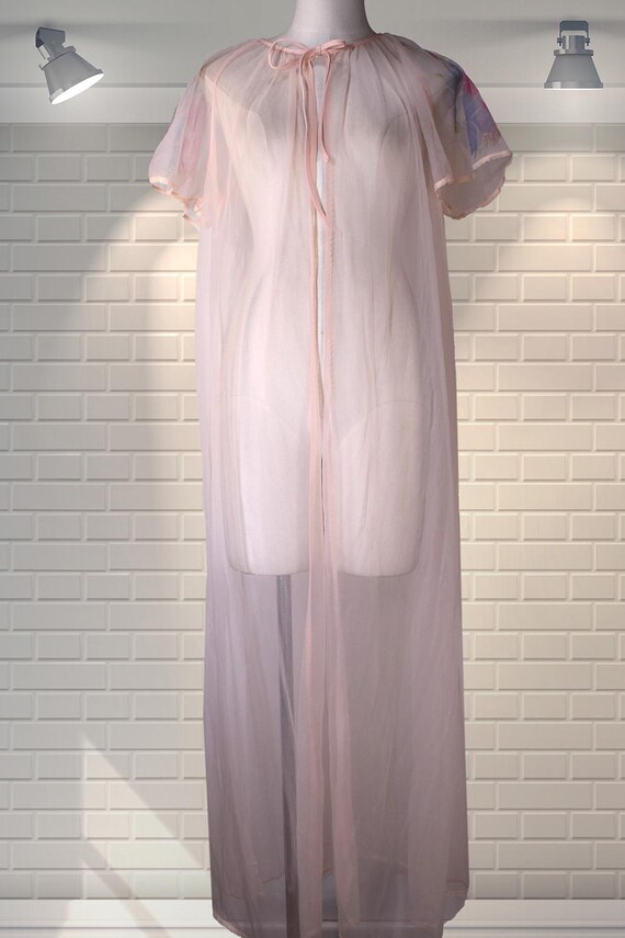 Pretty Peachy Pink Sheer Nylon Wispy Vintage 1980s Dr… - Gem