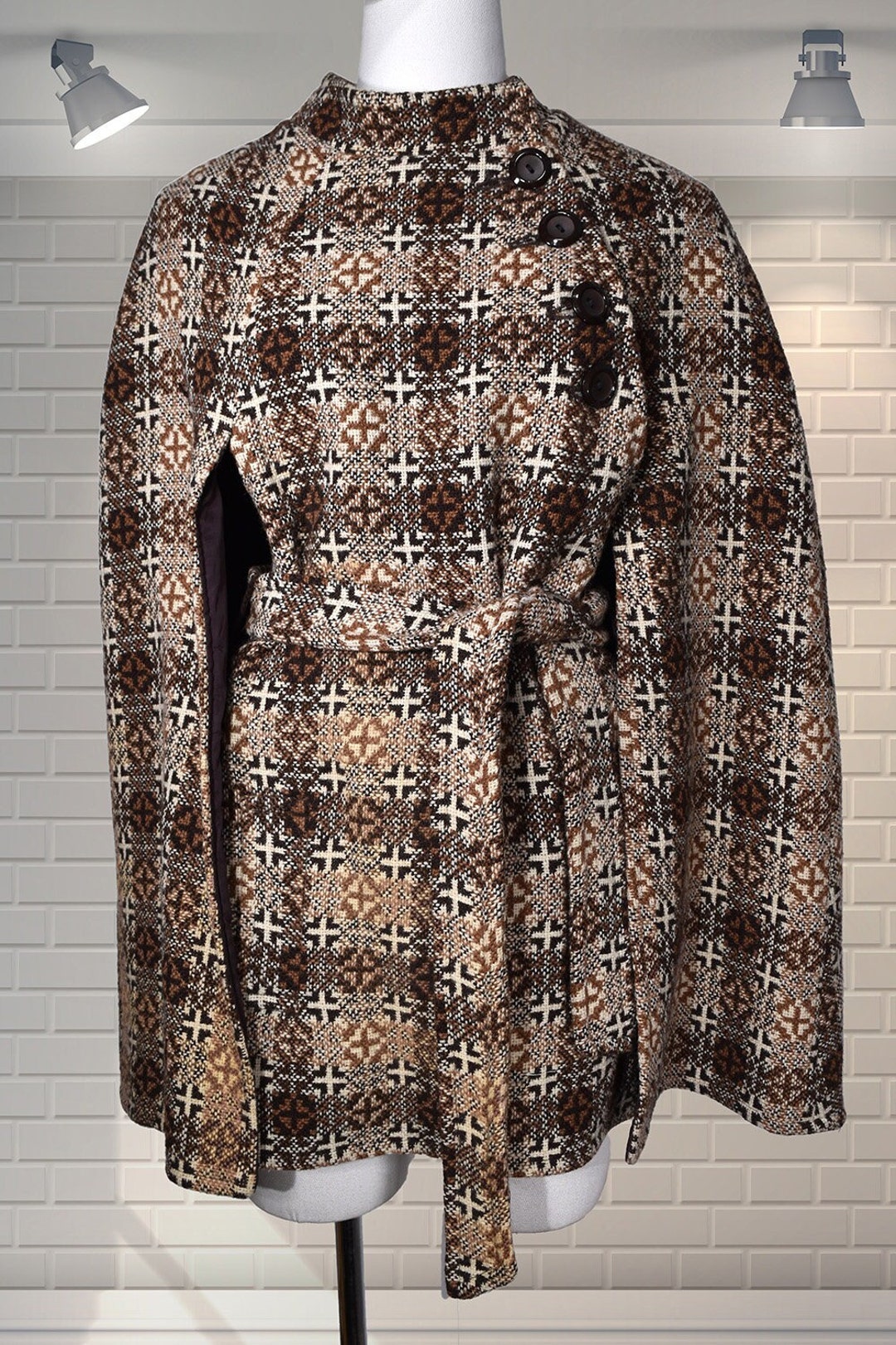 Vintage Welsh Wool Woven Tapestry Belted Cape One Size - Etsy