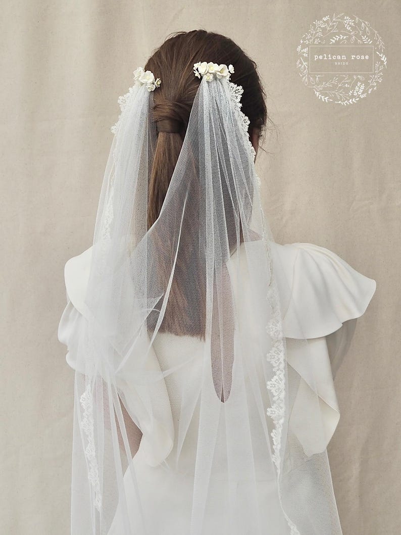 TT Blossom Drape Veil Hilda Lace, Flower Drape Veil, Drape Wedding Veil ...