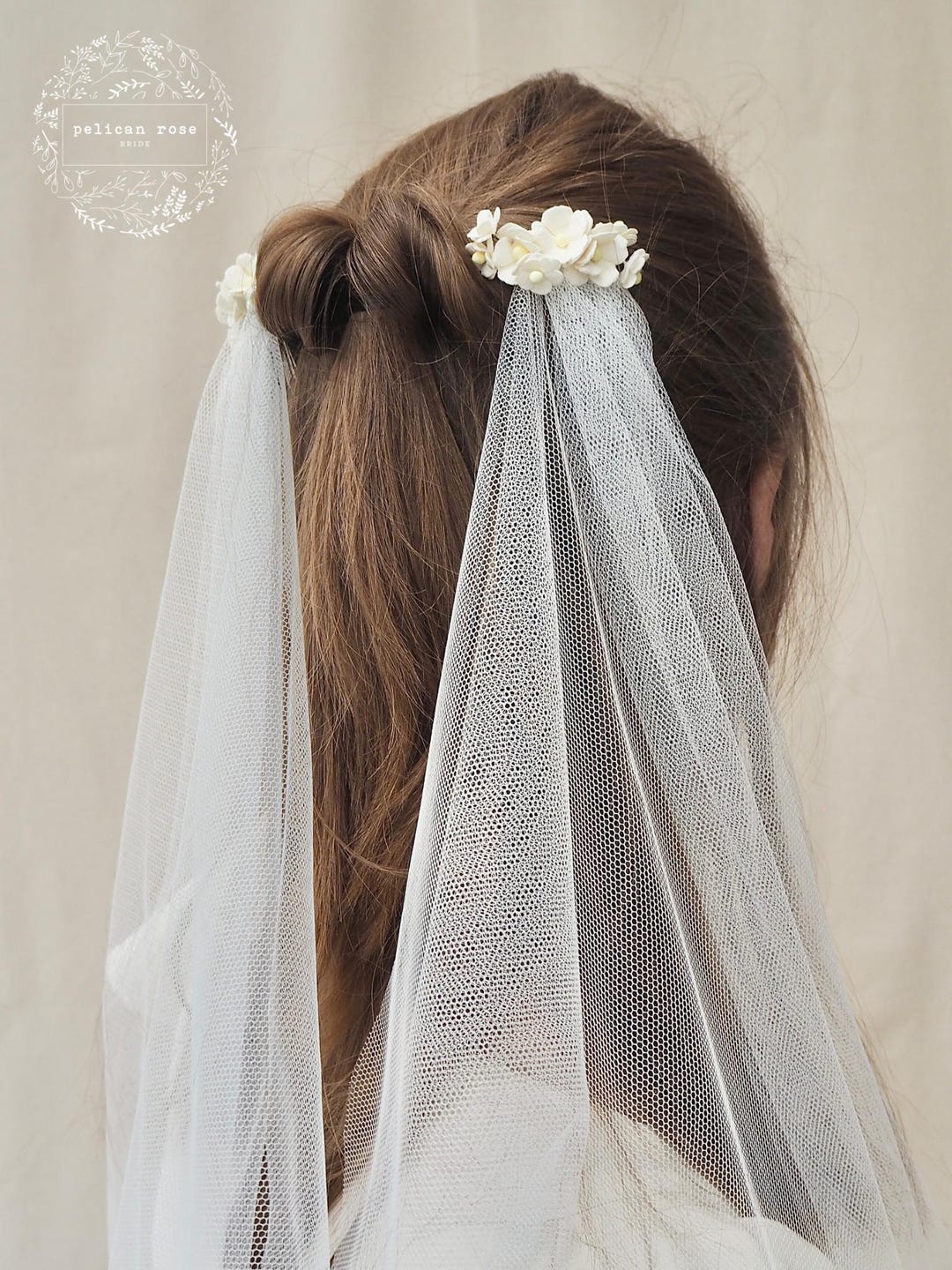 TT Blossom Drape Veil NO Lace, Flower Drape Veil, Drape Wedding Veil ...